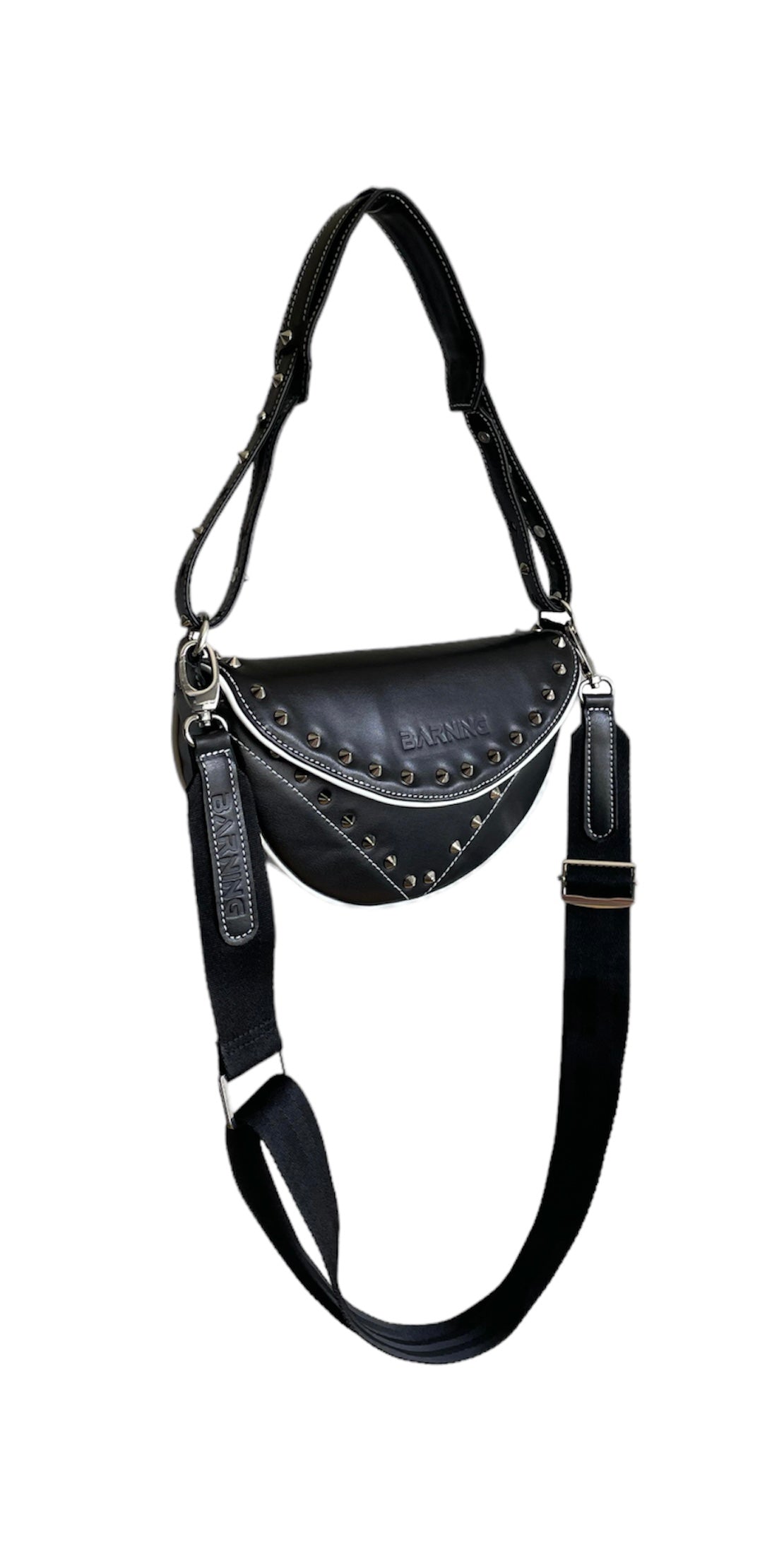 Genuine Leather Black & White Moon Bag – Barning